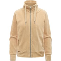 Sweatjacke Ragwear "Sweatjacke Ronette Cordy", Damen, Gr. S, beige (ecru), Obermaterial: 76% Baumwolle CO. 20% Polyester PES. 4% Elasthan EL., Sweatjacken Sweatjacke