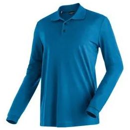 Langarm-Poloshirt Maier Sports "Ulrich L/S", Herren, Gr. XL, blau (saphirblau), 100% Polyester, Shirts, Herren Polo langarm, leichtes Funktionsshirt, Langarmshirt, Reg. Fit