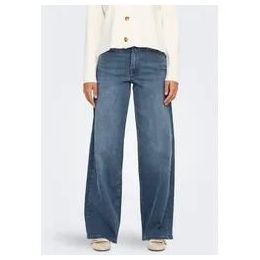 High-waist-Jeans Only "ONLMADISON &ndash; High-Waist-Jeans mit modischen Abriebeffekten", Damen, Gr. XS (34), L&auml;nge 30, blau (special blau grau denim), Denim/Jeans, Obermaterial: 92% Baumwolle, 6% Elastomultiester, 2% Elasthan, unifarben, Jeans High-Waist-Jeans, Abriebeffekte, casual, weit, Denim, Topseller