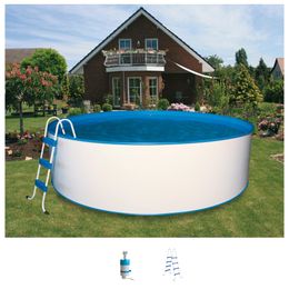Rundpool MY POOL BWT "mit Leiter und Kartuschenfilteranlage", wei&szlig; (wei&szlig;, blau), H:120cm &Oslash;:300cm, Schwimmbecken, Rundpool, in verschiedenen Gr&ouml;&szlig;en