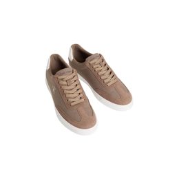 Sneaker Calvin Klein "LOW PROF CUPSOLE CV", Herren, Gr. 41, taupe, Leder, Textil, unifarben mit Farbeins&auml;tzen, Basic, Schuhe Sneaker, Freizeitschuh, Halbschuh, Schn&uuml;rer mit CK-Logo