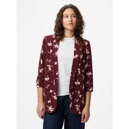 Blusenblazer Pieces "PCBOSELLA 3/4 PRINTED BLAZER NOOS", Damen, Gr. XL, gr&uuml;n (tawny port aop:flower), Web, Obermaterial: 98% Polyester, 2% Elasthan, bedruckt, figurumspielend h&uuml;ftbedeckend, V-Ausschnitt, Blazer Blusenblazer, mit 3/4 &Auml;rmel