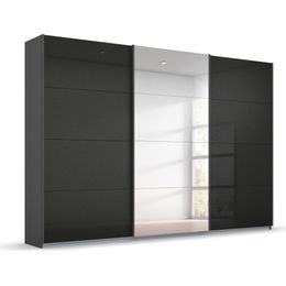 Schwebet&uuml;renschrank Rauch "Kleiderschrank Schrank Garderobe W&auml;scheschrank Ankleide OTELI", grau (graumetallic, effektgrau hochglanz), B:271cm H:210cm T:68cm, Holzwerkstoff, Schr&auml;nke, Schwebet&uuml;renschrank, mit Spiegel, schlichte Dekor- oder Hochglanz-Front MADE IN GERMANY