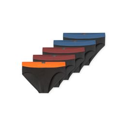 Slip Schiesser "Slip Slips 5P 95/5 5er Pack", Herren, Gr. XL, bunt (schwarz, rot, orange), Obermaterial: 95% Baumwolle CO. 5% Elasthan EL., Unterhosen Slip