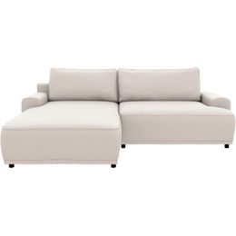 Ecksofa Trendmanufaktur "Fordon, Schlafsofa mit Bettkasten, Couch in L-Form, Breite 250 cm", grau (sandgrau), B:250cm H:82cm T:167cm, 100% Polyester, Sofas, Ecksofa, in Struktur LUMOS, 3D-Effekt, sandgrau, Recamiere links