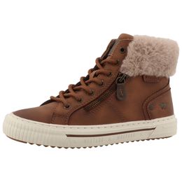 Winterboots Mustang Shoes "Kalua", Damen, Gr. 36, cognac, Lederimitat, Textil, Schuhe Winterboots, Plateausneaker, Winterboots mit Rei&szlig;verschluss