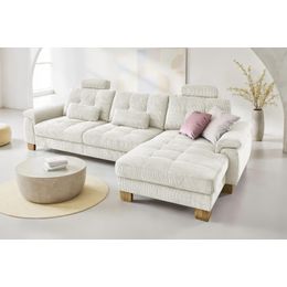 Ecksofa DIE PLANBAR "PP-LA19101 L-Form, Breite 316 cm", natur, B:316cm H:86cm T:177cm, 88% Polyester;12% Polyamid, Sofas, Ecksofa, wahlweise mit Bettfunktion und verstellbaren Kopfst&uuml;tzen, in Cord