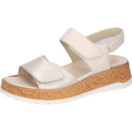 Waldl&auml;ufer Plateausandale WALDL&Auml;UFER "H-LIBBY", Damen, Gr. 4 (37), creme, silberfaren, Nappaleder, Veloursleder, metallic, Schuhe Plateausandale, Sommerschuh, Sandalette, Bequemschuh mit Klettverschl&uuml;sse, H-Weite
