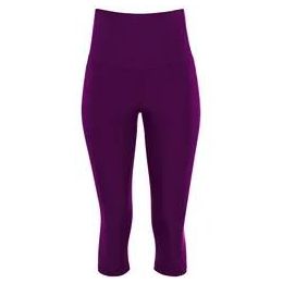 Leggings WINSHAPE "3/4 Functional Comfort HWL217C", Damen, Gr. L, Normalgr&ouml;&szlig;en, lila (schwarz plum), 85% Polyester, 15% Elasthan, Hosen Leggings, mit V-Shape Applikation und Core-Bund