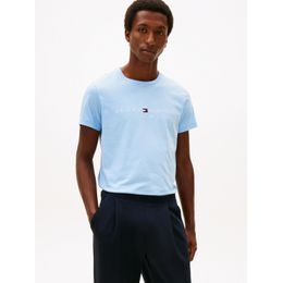 Tommy Hilfiger Herren T-Shirt "TOMMY LOGO TEE", blau, Gr. M, Single Jersey, Obermaterial: 100% Baumwolle, Shirts