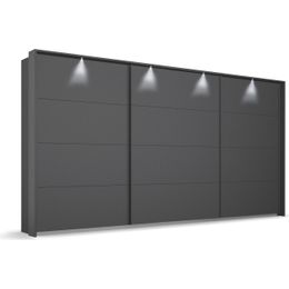 Schwebet&uuml;renschrank Rauch "Kleiderschrank Schrank Garderobe OTELI inkl. 3 Innenschubladen", grau (graumetallic), B:368cm H:214cm T:68cm, Holzwerkstoff, Schr&auml;nke, Schwebet&uuml;renschrank, inkl. Passepartout optional mit Beleuchtung MADE IN GERMANY