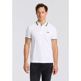 Poloshirt BOSS Green "Paddy", Herren, Gr. M, wei&szlig; (open wei&szlig;112), Jersey, Obermaterial: 100% Baumwolle, regular fit, hoch geschlossener Ausschnitt, eng B&uuml;ndchen, Shirts Poloshirt, atmungsaktive Piqu&eacute;-Webstruktur, Flachstrickkragen, gerader Schnitt