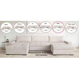 Wohnlandschaft OTTO HOME "Home System U-Form, von B: 269-352 cm w&auml;hlbar, 6 Varianten zur Auswahl", grau, H:41cm T:161cm, 100%Polyester, Sofas, Wohnlandschaft, mit Bettfunktion, Bettkasten & Zierkissen, Federkern