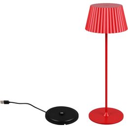 LED Au&szlig;en-Tischleuchte REALITY LEUCHTEN "SUAREZ", rot, H:39,1cm &Oslash;:13,5cm, Leuchten, LED Au&szlig;en-Tischleuchte, Outdoor Akku Tischlampe inkl Ladestation USB-C, Touch-Dimmer H&ouml;he 39cm