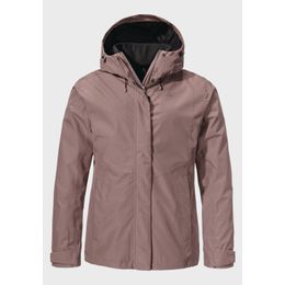 Sch&ouml;ffel Doppeljacke SCH&Ouml;FFEL "Hiking 3in1 Jacket Style Okere WMS", Damen, Gr. 44, lila (3905, braun), Aussenjacke Oberstoff: Aussenseite: 100% Polyester; (Membran: Thermoplastisches Polyurethan); Futter: 100% Polyester Innenjacke Oberstoff: 100% Polyester; Futter &Auml;rmel: 100% Polyester, regular fit, hoch geschlossener Ausschnitt, Jacken Doppeljacke