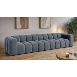 Big-Sofa OTTO HOME "XL KALLIE Design-Sofa mit Steppung, Bubble-Optik, Breite 340 cm", hellblau, B:340cm H:72cm T:95cm, 100% Polyester, Sofas, Big-Sofa, moderne Steppung, hoher Sitzkomfort und modernes Design