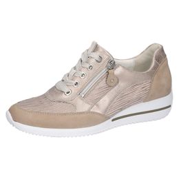 Waldl&auml;ufer Keilsneaker WALDL&Auml;UFER "HIMONA", Damen, Gr. 3,5 (36), gold (beige, goldfarben), Nappaleder, Nubukleder, Schuhe Keilsneaker, Halbschuh, Schn&uuml;rschuh, Komfortschuh mit Rei&szlig;verschluss