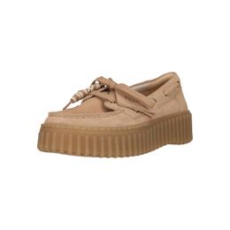 Clarks Damen Schn&uuml;rschuh "Torhill Boat", Gr. 35,5beige, Leder, Schuhe, mit Contour Cushion-Fu&szlig;bett