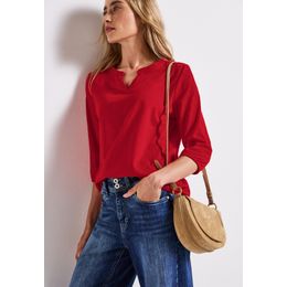 Street One Damen T-Shirt, rot, Gr. 38, unifarben, Web, 100% Baumwolle, Shirts, aus reiner Baumwolle