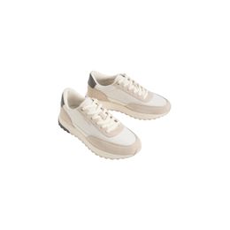 Sneaker Calvin Klein "CITY RUNNER LACEUP NY MIX", Herren, Gr. 45, wei&szlig;, beige, grau, Leder, Textil, Veloursleder, kontrastfarbene Details, unifarben mit Farbeins&auml;tzen, Basic, Schuhe Sneaker, Chunky Sneaker, Freizeitschuh, Schn&uuml;rer mit CK-Logo