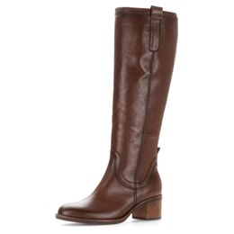 Stiefel Gabor, Damen, Gr. 35, Normalschaft, braun (cognac), Kalbsleder, used, Schuhe Stiefel, Langschaftstiefel mit stabilem Blockabsatz