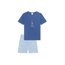 Schlafanzug Schiesser "Pyjama", M&auml;dchen, Gr. 116, bunt (blau), Obermaterial: 100% Baumwolle CO., Homewear-Sets Schlafanzug
