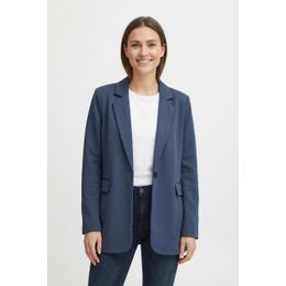 Jackenblazer Freequent "FQNANNI", Damen, Gr. XL, blau (vintage indigo), Web, Obermaterial: 73% Polyester, 24% Viskose, 3% Elasthan, unifarben, bequem h&uuml;ftbedeckend, V-Ausschnitt, Blazer Jackenblazer, mit Knopfverschluss und Reverskragen