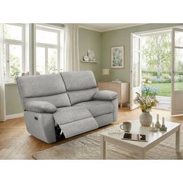 2-Sitzer Home Affaire "LANNOY, mit manueller o. elektrischer Relaxfunktion in beiden Sitzen.", grau (hellgrau), B:146cm H:96cm T:94cm, Sofas, 2-Sitzer, Elektrische Variante mit USB A/C. Federkern, Webstoff