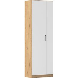Mehrzweckschrank Rauch "Garderobe Kleiderschrank Schrank Schuhschrank Putzschrank MINOSA", eiche artisan, alpinwei&szlig;, griffe graumetallic, B:69cm H:210cm T:41cm, Holzwerkstoff, Schr&auml;nke, Mehrzweckschrank, In 4 Breiten mit vielen Einlegeb&ouml;den f&uuml;r viel Stauraum MADE IN GERMANY