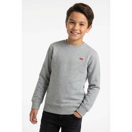 Sweatshirt LEVI'S KIDS "LVB MINI LOGO CREWNECK SWEAT", Jungen, Gr. 8 (128), grau (grau heather), Sweatware, Obermaterial: 60% Baumwolle, 40% Polyester, meliert, regular fit normal, Rundhals, Rippb&uuml;ndchen, Sweatshirts Sweatshirt, aus formstabilem Baumwollmix