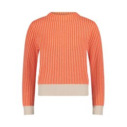 BETTY & CO Strickpullover BETTY & CO "Strickpullover mit Strickdetails", Damen, Gr. 42, bunt (cream, orange), Obermaterial: 100% Polyester PES., Pullover Strickpullover