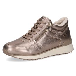 Keilsneaker Caprice, Damen, Gr. 39, taupe, metallic, Nappaleder, metallic, Schuhe Keilsneaker, Winterboots, Schn&uuml;rschuh, High-Top-Sneaker, in bequemer Weite