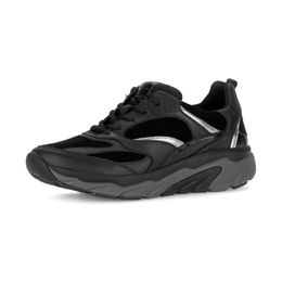 Keilsneaker ROLLINGSOFT, Damen, Gr. 38, silber (schwarz, silberfarben), Kalbsleder, Lackleder, Textil, Ziegenveloursleder, Schuhe Keilsneaker, Freizeitschuh, Halbschuh, Schn&uuml;rschuh mit herausnehmbarem Fu&szlig;bett