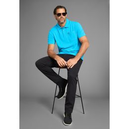 MAN'S WORLD Poloshirt MAN'S WORLD, Herren, Gr. S (44/46), blau (t&uuml;rkis melange), Single Jersey, Obermaterial: 60% Baumwolle, 40% Polyester, meliert, normal, Shirts Poloshirt, mit Brusttasche