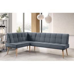 Eckbank exxpo - SOFA FASHION "Latte", antrazith, B:234cm H:95cm T:156cm, 94% PES, 6% NY, Sitzb&auml;nke, Eckbank, moderne Sitz- und R&uuml;ckensteppung, bequem und elegant, hoher Holzfu&szlig;