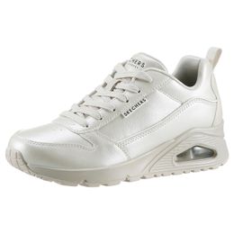 Sneaker Skechers "UNO-GALACTIC GAL", Damen, Gr. 39, wei&szlig; (sanftes wei&szlig;), Lederimitat, metallic, schimmernd, Schuhe Sneaker, Freizeitschuh, Keilsneaker, Schn&uuml;rschuh mit Skech Air Ausstattung