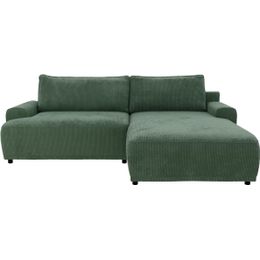 Ecksofa Trendmanufaktur "Fordon, Schlafsofa mit Bettkasten, Couch in L-Form, Breite 250 cm", gr&uuml;n (dunkelgr&uuml;n), B:250cm H:82cm T:167cm, 92% Polyester, 8% Polyamide, Sofas, Ecksofa, in Cordstoff HYPER, dunkelgr&uuml;n, Recamiere rechts