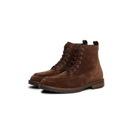 Schn&uuml;rboots Tommy Hilfiger "CLEATED HILFIGER W SDE MOC BOOT", Herren, Gr. 42, dunkelbraun, Veloursleder, Schuhe Schn&uuml;rboots, Schn&uuml;rstiefelette mit modischer Mokassinnaht