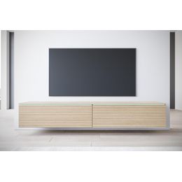 Lowboard Home Affaire "LOWBOARD VERA, wahlweise mit oder ohne Beleuchtung", braun (eichefarben gaja gefr&auml;st), B:180cm H:30cm T:33cm, Sideboards, Lowboard, Modernes griffloses TV-Board, 180 cm TV-Schrank, stehend und h&auml;ngend