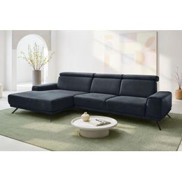 Ecksofa DIE PLANBAR "PN-EM22041 L-Form", blau (nightblau), B:335cm H:89cm T:188cm, Sofas, Ecksofa, wahlweise motorisches Canape oder Sitztiefenverstellung