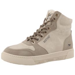 Winterboots Mustang Shoes "Rhonda", Damen, Gr. 37, beige (beige, taupe), Lederimitat, Schuhe Winterboots, High Top Sneaker, Winterboots mit Warmfutter