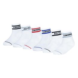 Sportsocken Converse "CHN BASIC WORDMARK QTR 6PK", M&auml;dchen, Gr. 38/40 (11), wei&szlig;, Obermaterial: 97% Polyester, 3% Elasthan, Socken Sportsocken, f&uuml;r Kinder und Jugendliche, sportlicher Stil, im 6er-Pack