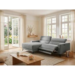 Ecksofa OTTO HOME "LEWII, L-Form, 213 cm - elektr. Relaxfunktion", anthrazit, B:213cm H:70cm T:163cm, Webstoff 100% Polyester, Sofas, Ecksofa, mit USB A/C-Anschluss. Federkern, verstellbaren Kopfst&uuml;tzen, Webstoff