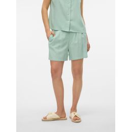 V&eacute;ro Moda Shorts VERO MODA "VMJESMILO HW SHORTS WVN NOOS", Damen, Gr. L (40), N-Gr, gr&uuml;n (silt gr&uuml;n), Web, Obermaterial: 55% Viskose, 45% Leinen, unifarben, regular fit kurz, Hosen Shorts, Viskosemischung, regular fit, mit Leinen