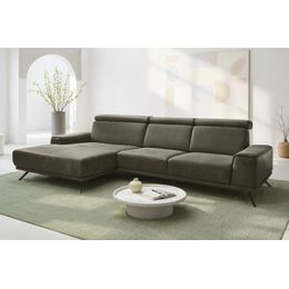 Ecksofa DIE PLANBAR "PN-EM22041 L-Form", gr&uuml;n (olive), B:335cm H:89cm T:188cm, Sofas, Ecksofa, wahlweise motorisches Canape oder Sitztiefenverstellung