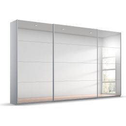 Schwebet&uuml;renschrank Rauch "Kleiderschrank Schrank Garderobe W&auml;scheschrank Ankleide OTELI", grau (seidengrau), B:315cm H:210cm T:62cm, Holzwerkstoff, Schr&auml;nke, Schwebet&uuml;renschrank, mit Spiegelfront, inkl. 3 Innenschubladen MADE IN GERMANY