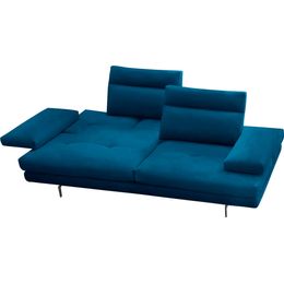 3,5-Sitzer Calia italia "Toby Wing, 228 cm breit, italienisches Designsofa, Megasofa", blau (ottanio mario), B:228cm H:90cm T:113cm, Mikrofaser mit Nubuk Optik (100% Polyester), Sofas, 3 5-Sitzer, inkl. Sitztiefenverstellung und Armteilfunktion, F&uuml;&szlig;e in Schwarz matt
