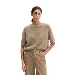 Marc O'Polo Kurzarmpullover MARC O'POLO, Damen, Gr. XS, earthy taupe, Strick, Obermaterial: 70% Baumwolle, 30% Polyester, loose fit normal, Rundhals, B&uuml;ndchen, Pullover Kurzarmpullover, loose aus Organic Cotton-Mix