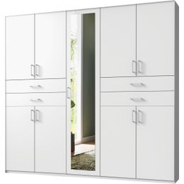 Kleiderschrank wimex "Taiga Kleiderschrank mit Spiegel Topseller", wei&szlig;, B:225cm H:210cm T:58cm, Holzwerkstoff, Schr&auml;nke, Kleiderschrank, mit Schubladen auf bequemer H&ouml;he