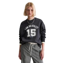 Marc O'Polo Damen Sweatshirt "mit kuschelig gerauter Innenseite"blau depths, Gr. XS, MARC O'POLO DENIM, unifarben, Obermaterial: 100% Baumwolle, Sweatshirts